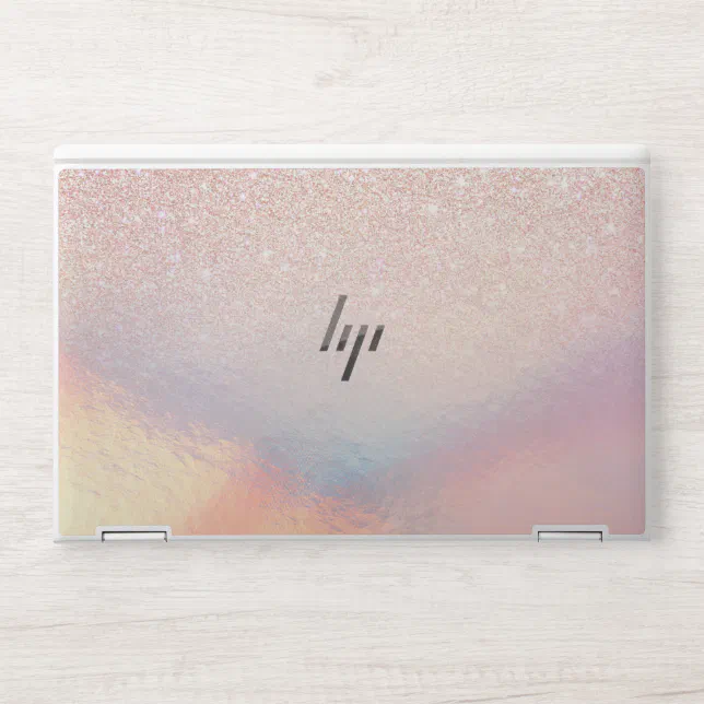 Rose Gold Glitter Iridescent Holographic Gradient HP Laptop Skin | Zazzle