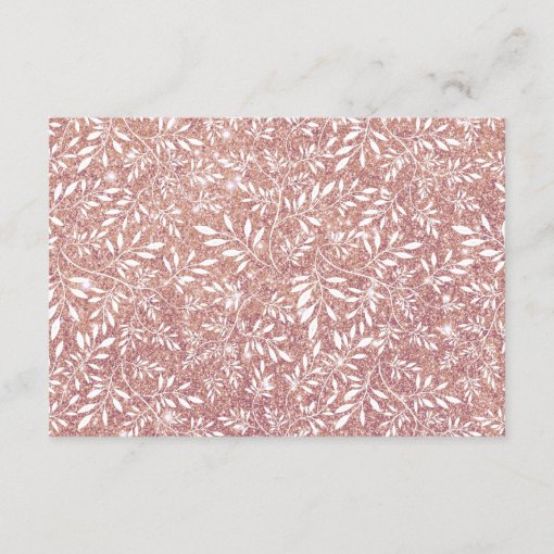 Rose gold glitter leaves wedding insert card | Zazzle