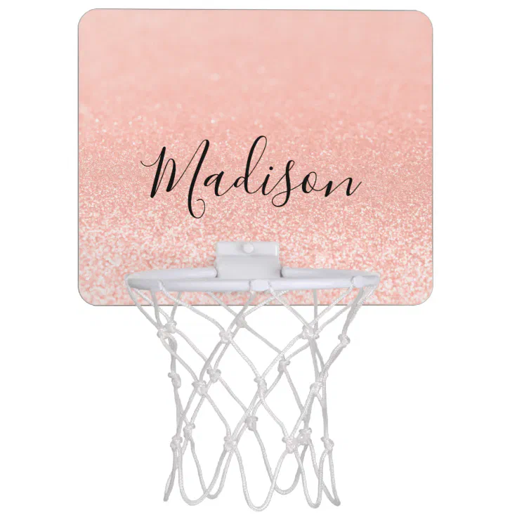 Rose Gold Glitter Lights Personalized Mini Basketball Hoop | Zazzle