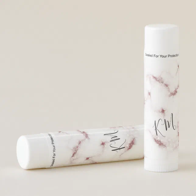Rose Gold Glitter Marble Personalized Lip Balm | Zazzle