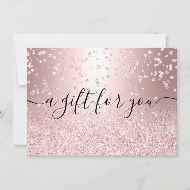 rose gold glitter metallic chic gift certificate | Zazzle