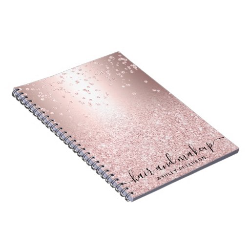 rose gold glitter metallic sparkle confetti foil notebook | Zazzle