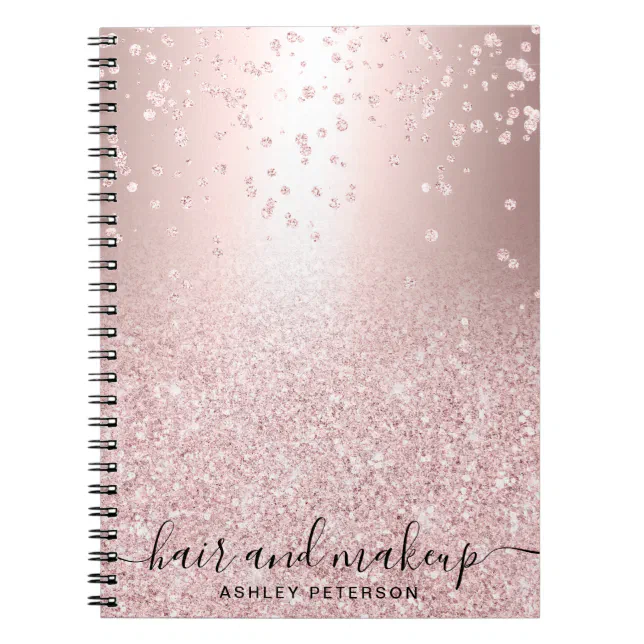rose gold glitter metallic sparkle confetti foil notebook | Zazzle