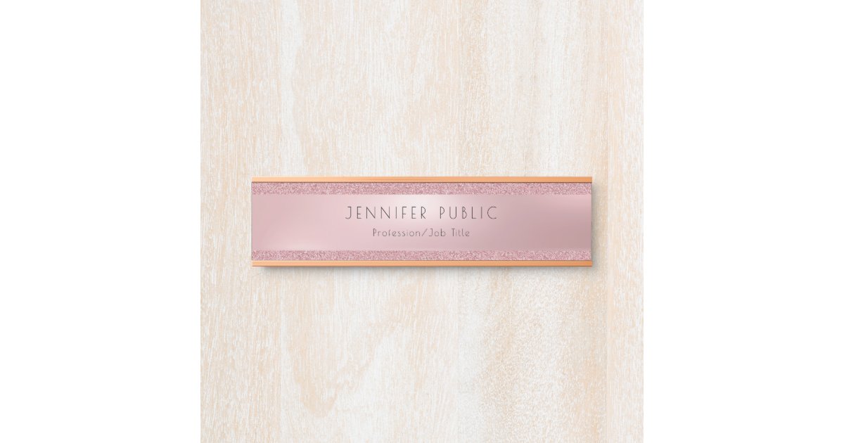 Rose Gold Glitter Modern Classy Professional Door Sign | Zazzle