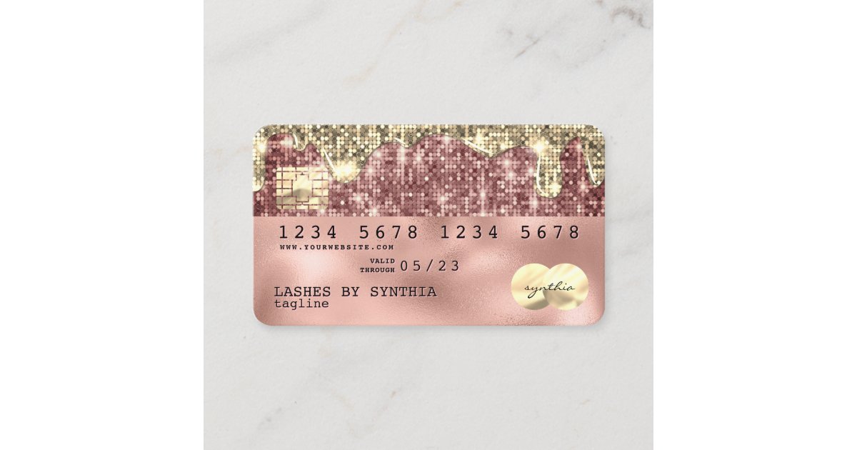 rose gold glitter Modern Credit Card | Zazzle