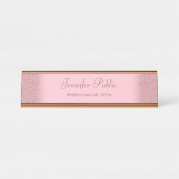 Rose Gold Glitter Modern Template Professional Desk Name Plate | Zazzle