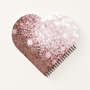 Rose Gold Glitter Monogram Heart Shaped Notebook | Zazzle