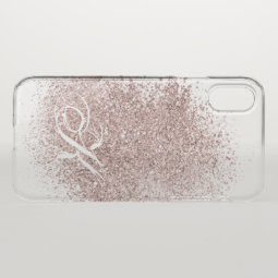 Rose Gold Glitter Monogram Phone Case | Zazzle