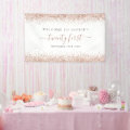 Rose Gold Glitter Name Date Welcome Twenty First Banner | Zazzle