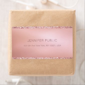 Rose Gold Glitter Personalized Template Shipping Label | Zazzle
