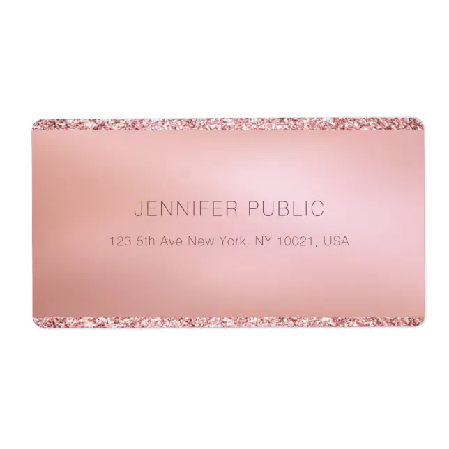 Rose Gold Glitter Personalized Template Shipping Label | Zazzle