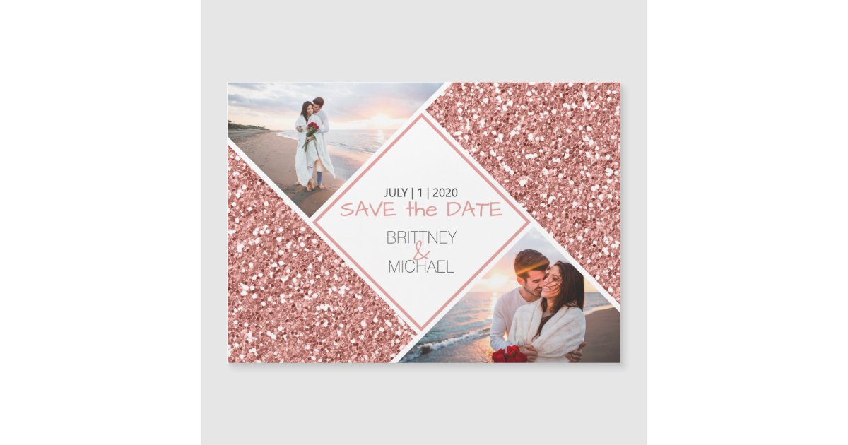 Rose Gold Glitter Photo Collage | Zazzle