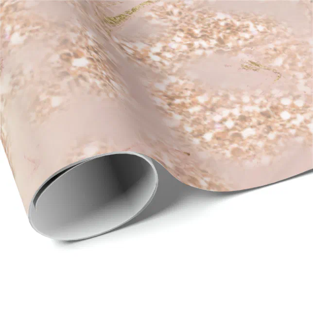 Rose Gold Glitter Pink Marble White Abstract Metal Wrapping Paper | Zazzle