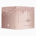 Rose gold glitter pink monogram glam school 3 ring binder | Zazzle