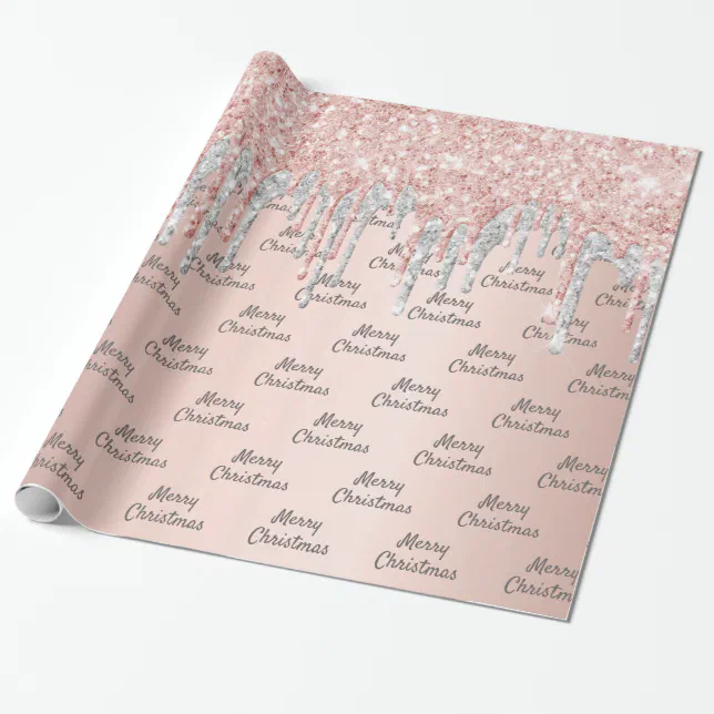 Rose gold glitter pink silver sparkle Christmas Wrapping Paper | Zazzle