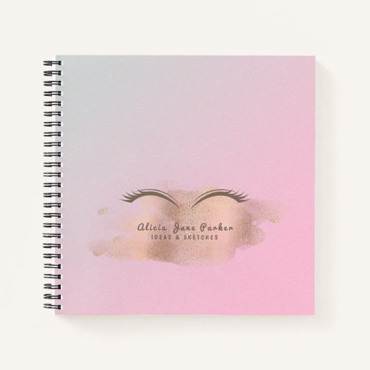 Rose gold glitter pink trendy modern makeup artist notebook | Zazzle.com