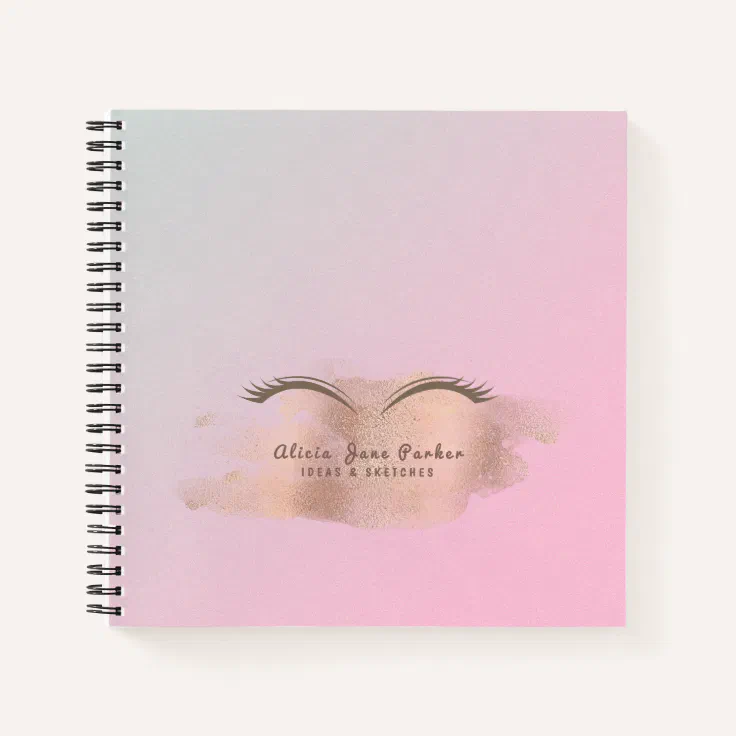 Rose gold glitter pink trendy modern makeup artist notebook | Zazzle