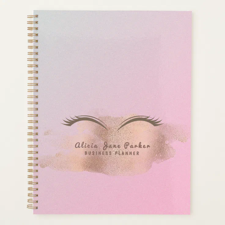 Rose gold glitter pink trendy modern makeup artist planner | Zazzle