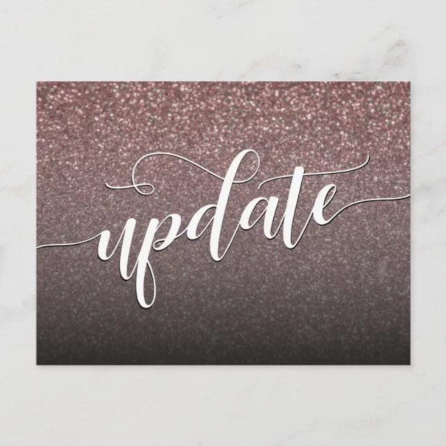 Rose Gold Glitter Postponed Wedding Update Postcard | Zazzle