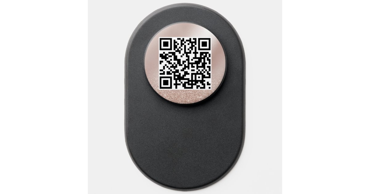 Rose Gold Glitter QR Code Social Media PopSocket | Zazzle