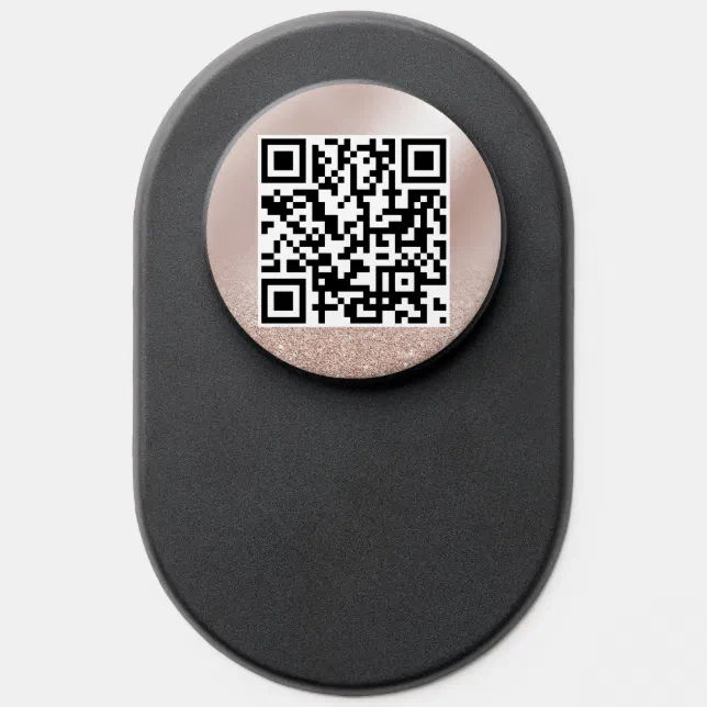Rose Gold Glitter QR Code Social Media PopSocket | Zazzle