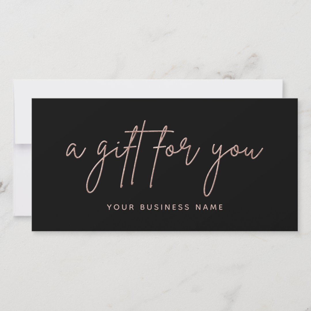 Rose Gold Glitter Script Business Gift Voucher | Zazzle