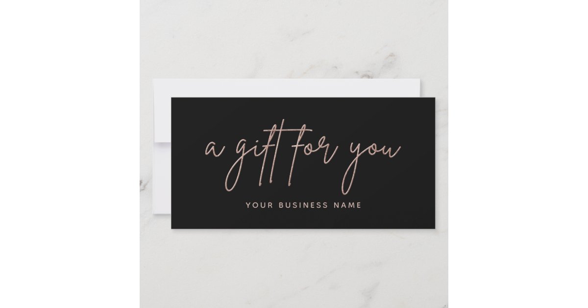 Rose Gold Glitter Script Business Gift Voucher | Zazzle
