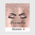 Rose Gold Glitter Sparkle Eyelashes Monogram Name Sticker | Zazzle