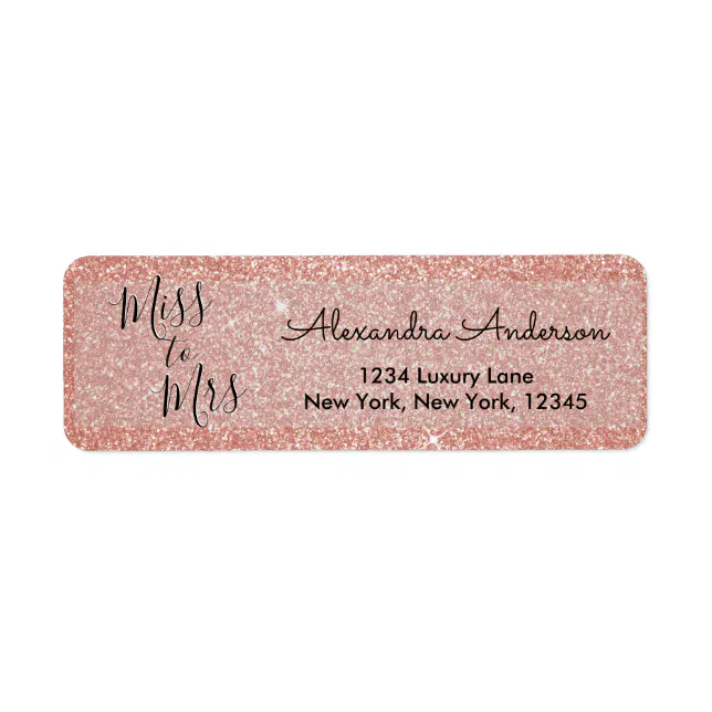 Rose Gold Glitter Sparkle Miss to Mrs Label | Zazzle