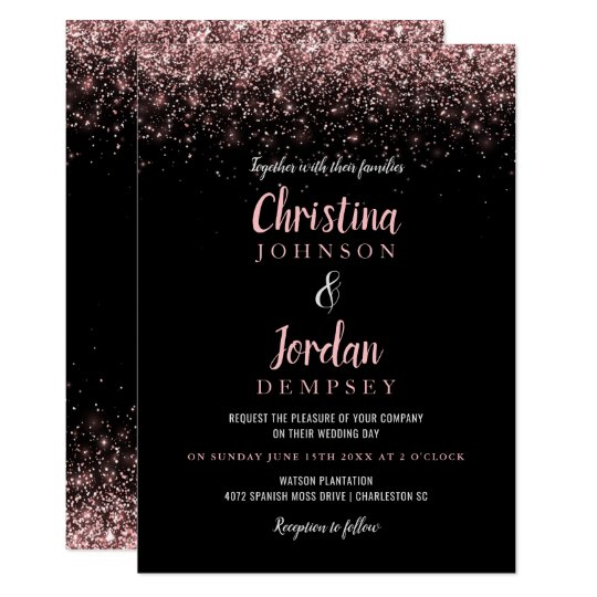 Rose Gold Glitter Sparkle Wedding Invitations | Zazzle.com