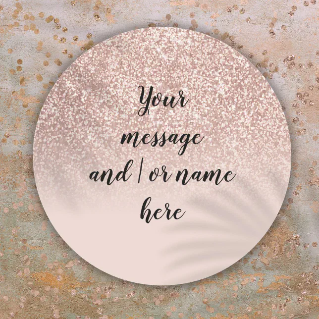 Rose Gold Glitter Style Personalized Classic Round Sticker | Zazzle