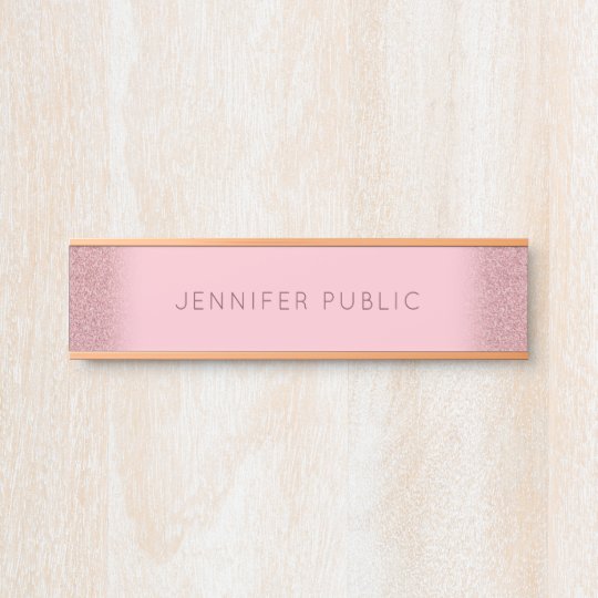Rose Gold Glitter Template Elegant Modern Glamour Door Sign | Zazzle.com