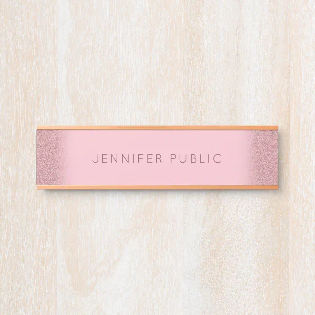 Rose Gold Glitter Template Elegant Modern Glamour Door Sign | Zazzle