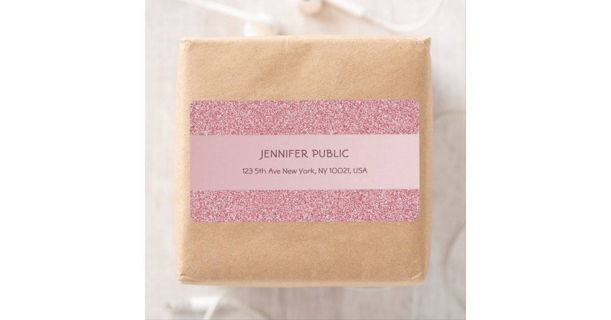 Rose Gold Glitter Template Sophisticated Shipping Label | Zazzle