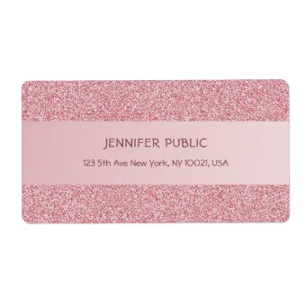 Rose Gold Glitter Template Sophisticated Shipping Label | Zazzle