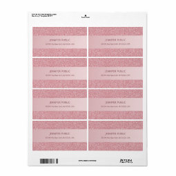 Rose Gold Glitter Template Sophisticated Shipping Label | Zazzle