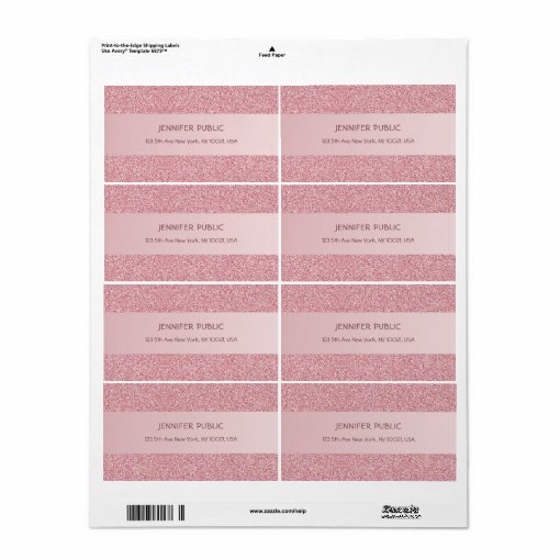 Rose Gold Glitter Template Sophisticated Shipping Label | Zazzle