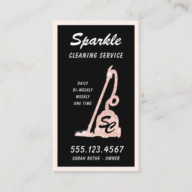 Rose Gold Glitter Vacuum Cleaner, Cleaning Service Calling Card | Zazzle