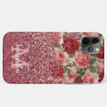 Rose Gold Glitter Vintage Red Pink Rose Floral Case-Mate iPhone Case ...