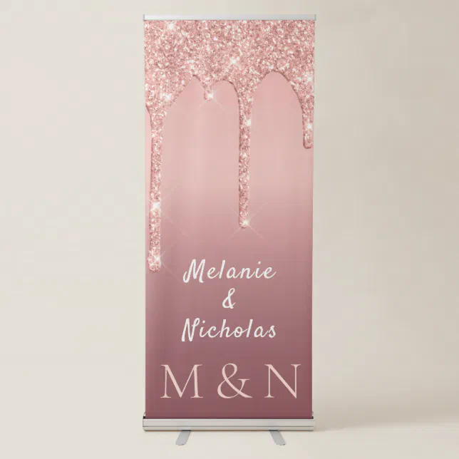 Rose Gold Glitter Wedding Banner Decor Example | Zazzle
