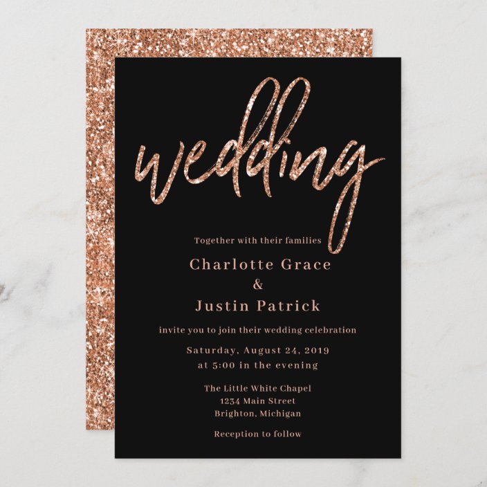 Rose Gold Glitter Wedding Invitations Template | Zazzle.com