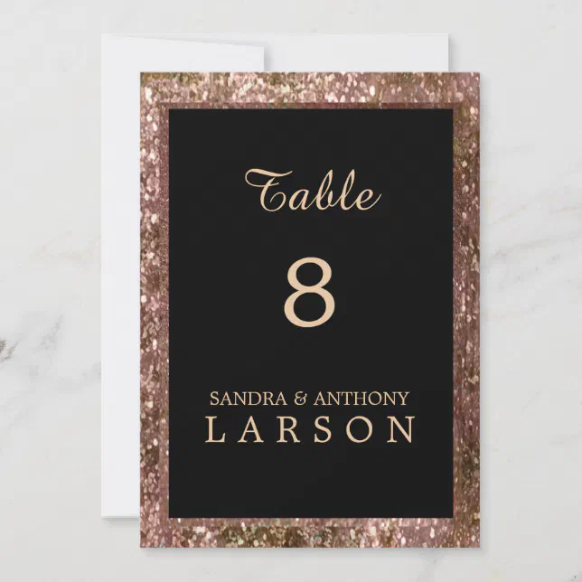 Rose Gold Glitter Wedding Table Numbers | Zazzle