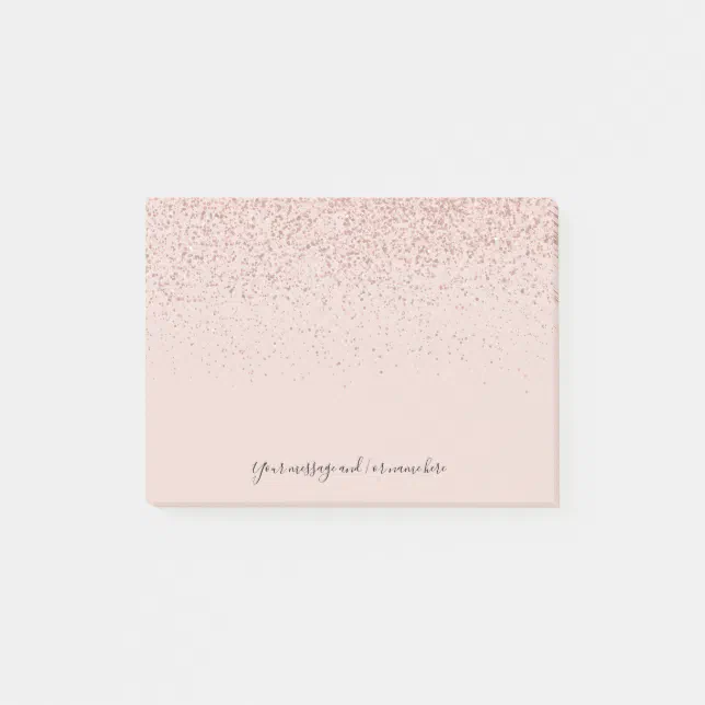 Rose Gold Glitter Your Message Post-it Notes | Zazzle