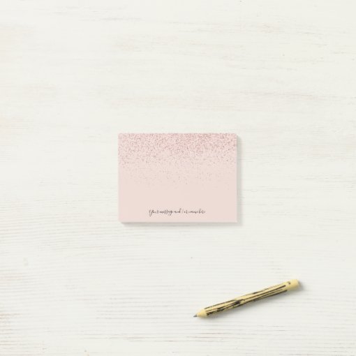 Rose Gold Glitter Your Message Post-it Notes | Zazzle