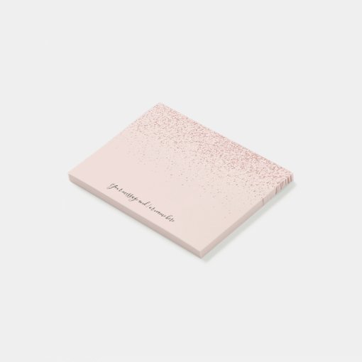 Rose Gold Glitter Your Message Post-it Notes | Zazzle