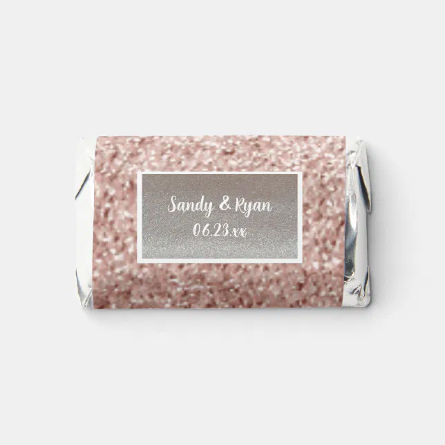 Rose Gold Glittery Wedding Hershey's Miniatures | Zazzle
