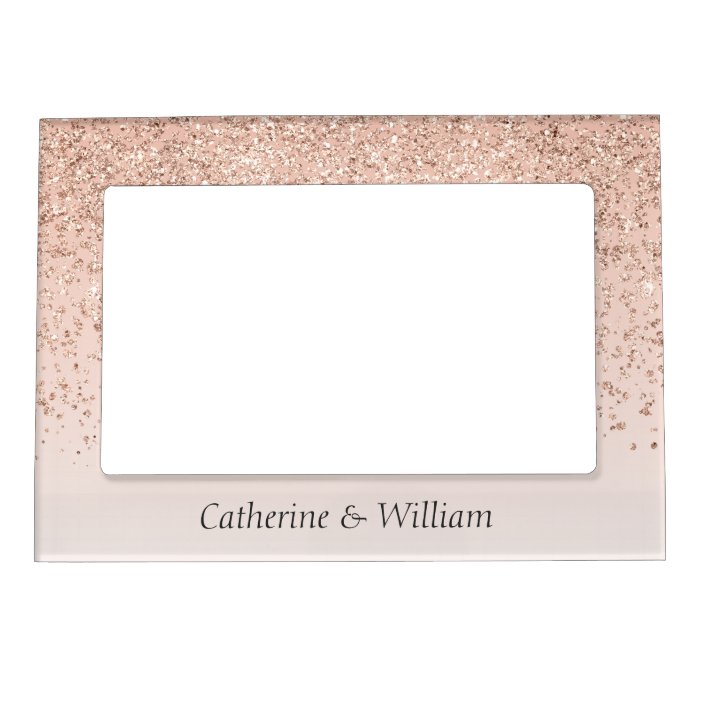 Rose Gold Glittery Wedding Magnetic Photo Frame | Zazzle.com