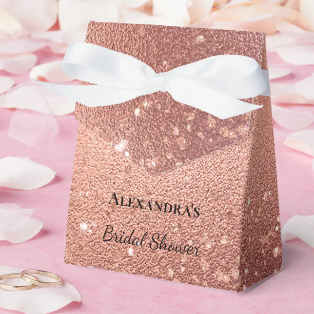 Rose Gold Glitz Glitter Bridal Shower Favor Boxes | Zazzle