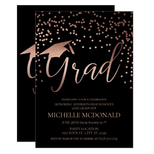 Rose Gold Graduation Party Invitation | Zazzle.com