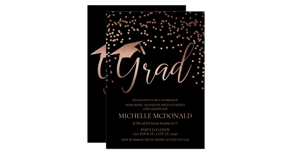 Rose Gold Graduation Party Invitation | Zazzle.com